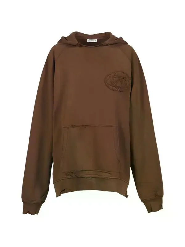 VIVAMUS Distressed Logo-patch Hoodie