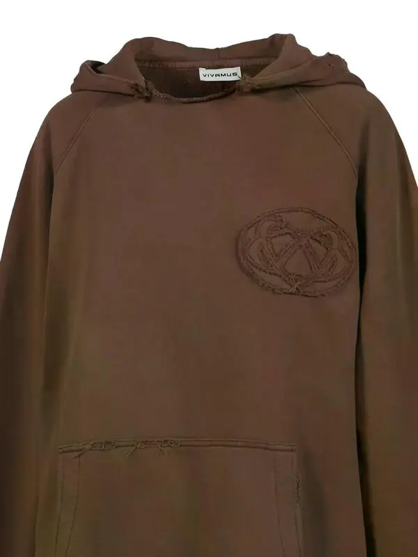 VIVAMUS Distressed Logo-patch Hoodie