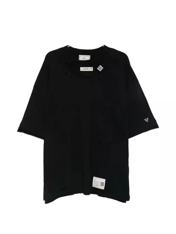 Mihara Yasuhiro Distressed-effect Layered-neck T-shirt