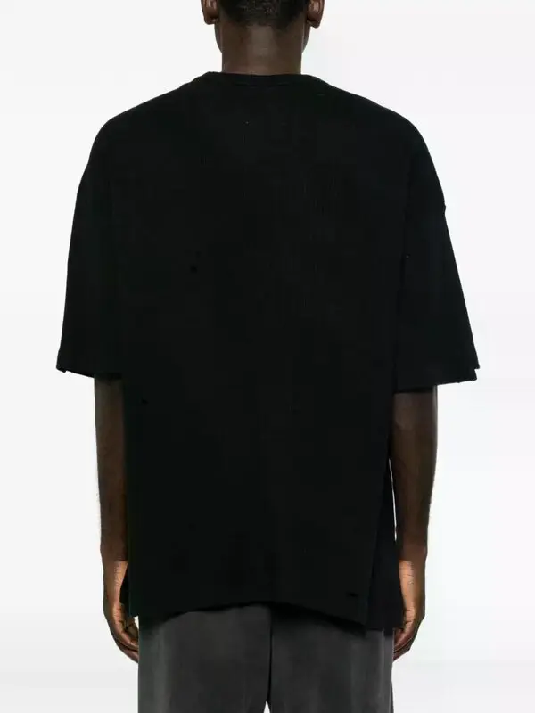 Mihara Yasuhiro Distressed-effect Layered-neck T-shirt