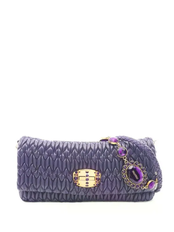 Miu Miu 2010s Nappa Crystal Matelassé Clutch Bag