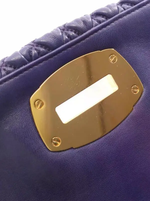 Miu Miu 2010s Nappa Crystal Matelassé Clutch Bag - Purple