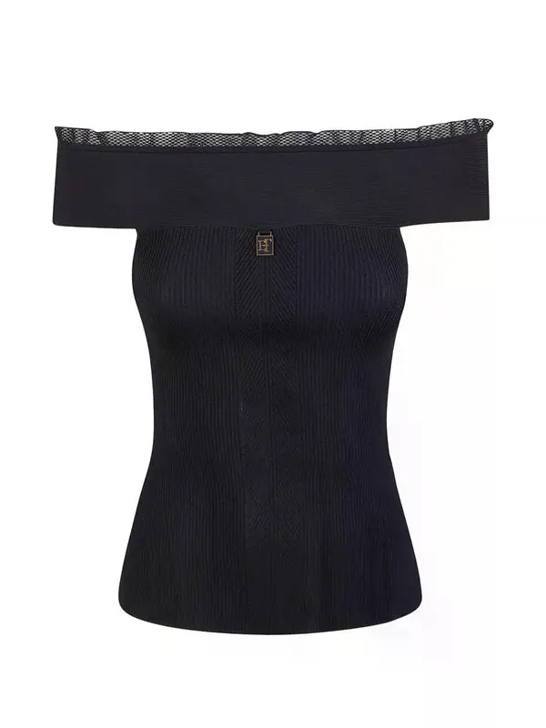 Elisabetta Franchi Off-shoulder Ribbed-knit Top