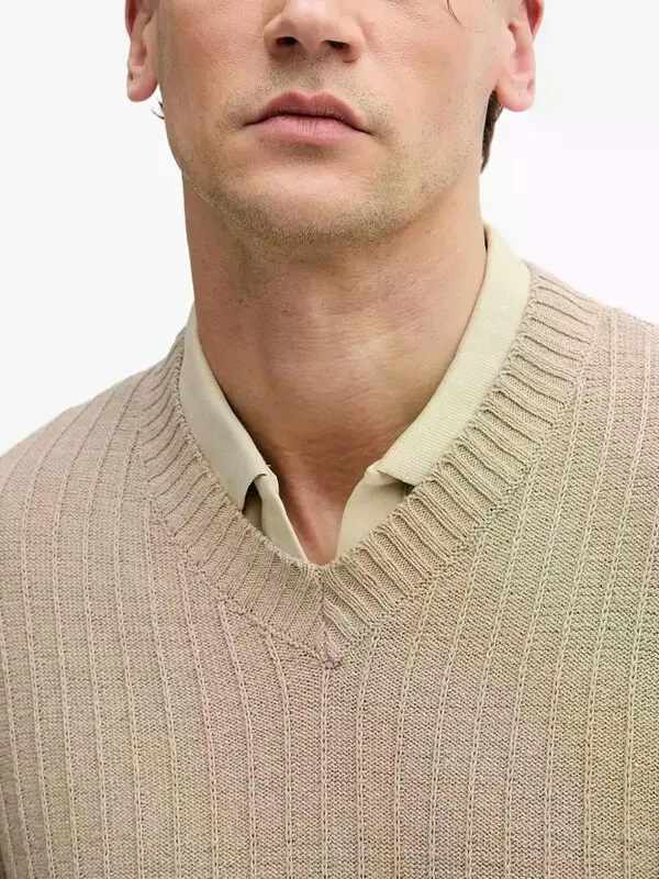 Sisley Ribbed-knit V-neck Sweater - Neutrals