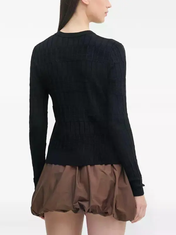 Sisley Check-knit Button-up Cardigan