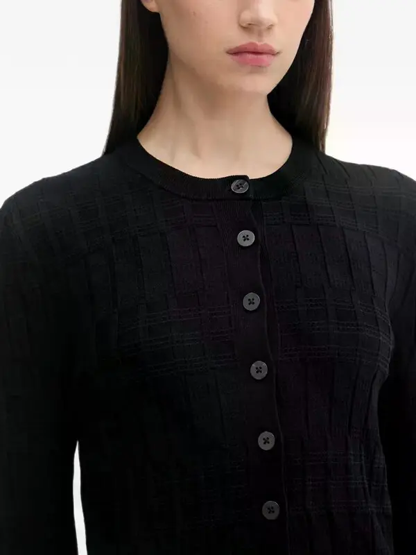 Sisley Check-knit Button-up Cardigan