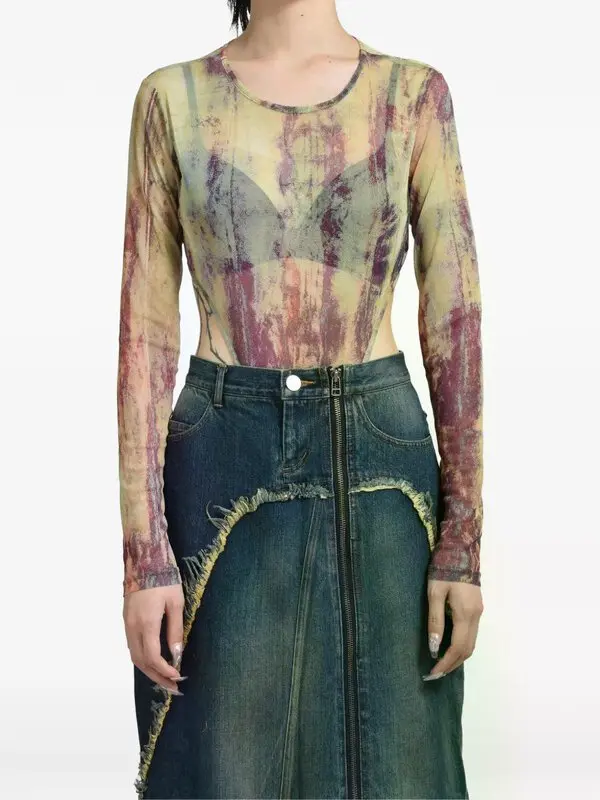 VIVAMUS Earth Tie-dye Mesh Bodysuit