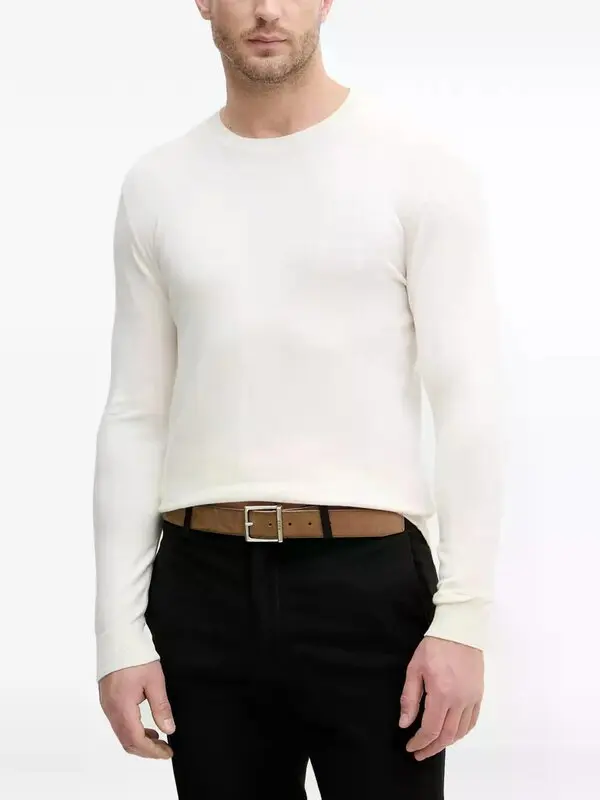 Sisley Crew-neck Long-sleeve Sweater - White
