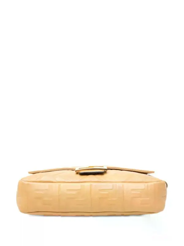 Fendi 2000-2010 Zucca Embossed Leather Baguette Satchel