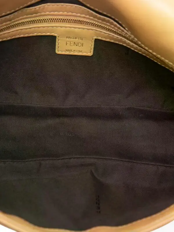 Fendi 2000-2010 Zucca Embossed Leather Baguette Satchel