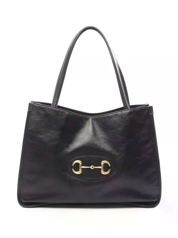 Gucci 2016-2026 Medium Leather Horsebit 1955 Tote Bag - Black