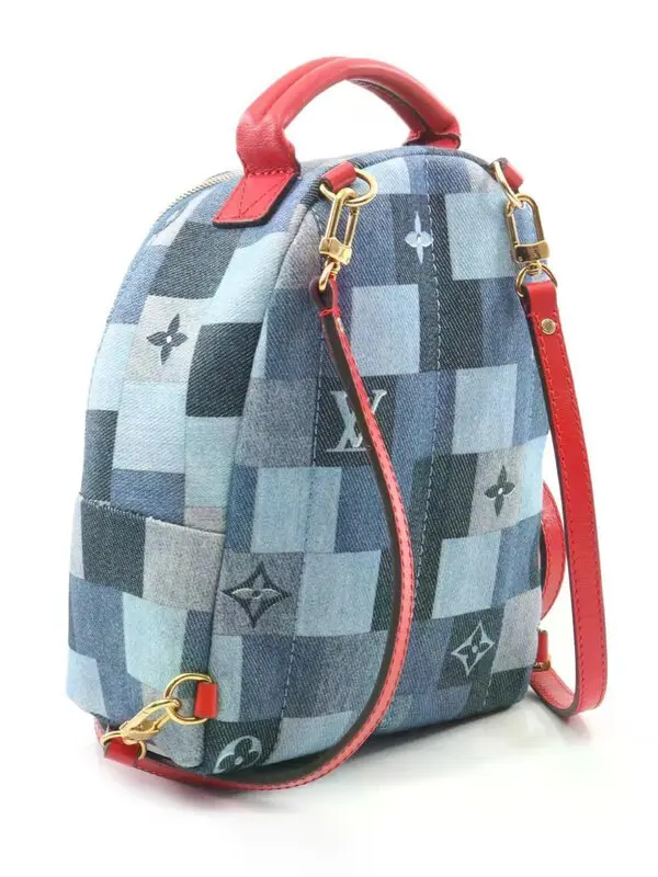 LOUIS VUITTON 2020 Monogram Denim Patchwork Mini Palm Springs Backpack