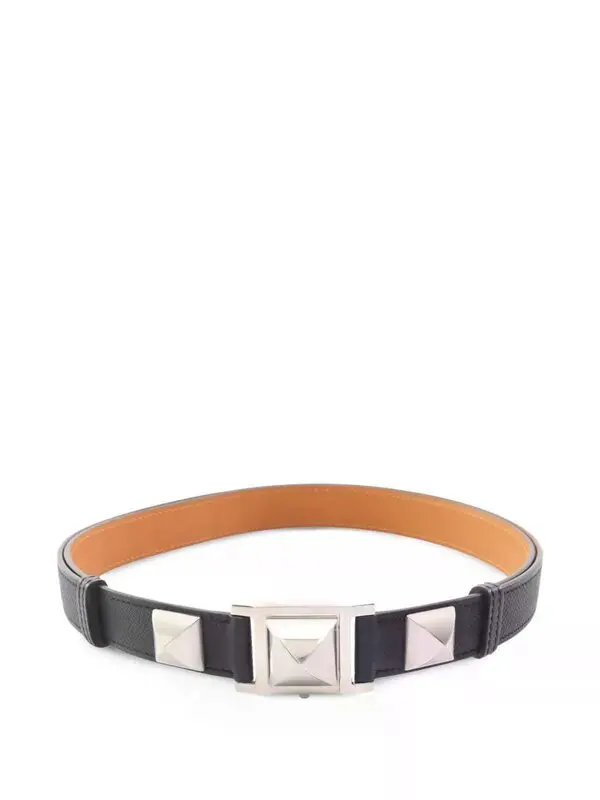 Hermès Medor Pyramid-stud Belt - Black