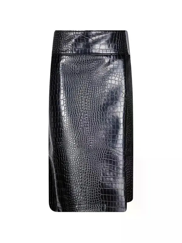 Sportmax Crocodile-effect A-line Midi Skirt