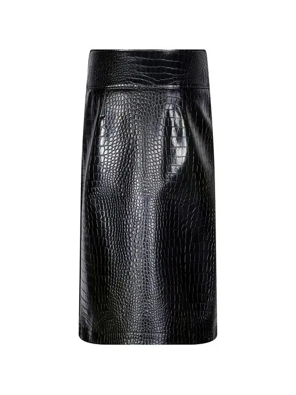 Sportmax Crocodile-effect A-line Midi Skirt