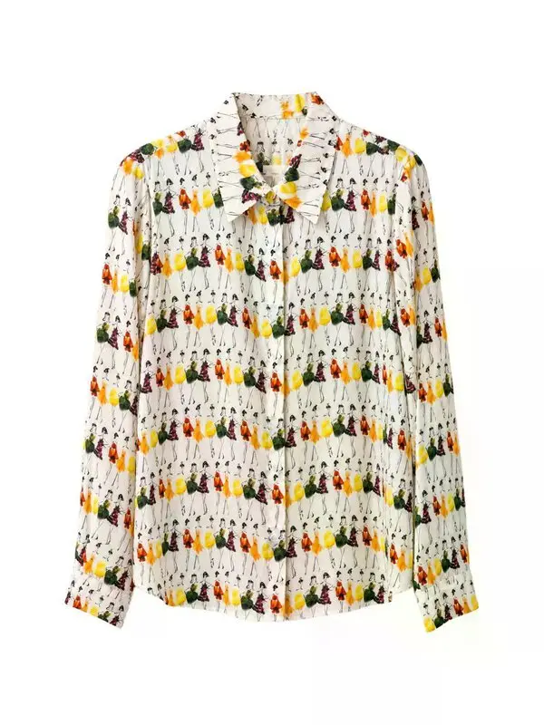 Alice + Olivia Graphic-print Long-sleeve Shirt - White