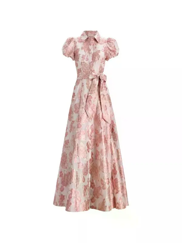 Alice + Olivia Henrietta Floral-jacquard Puff-sleeve Maxi Dress - Pink