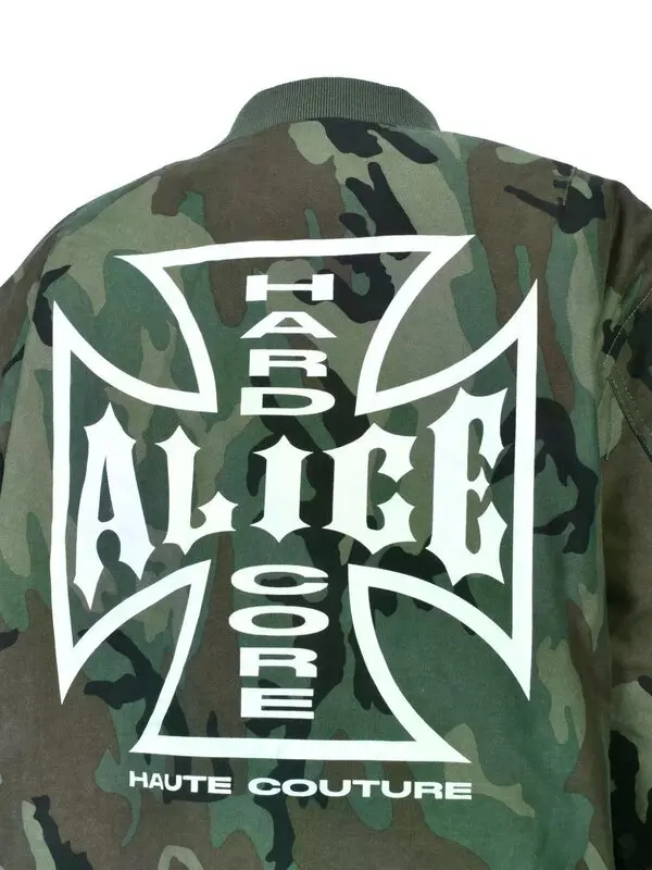 ALICE HOLLYWOOD Camouflage Print Logo Bomber Jacket