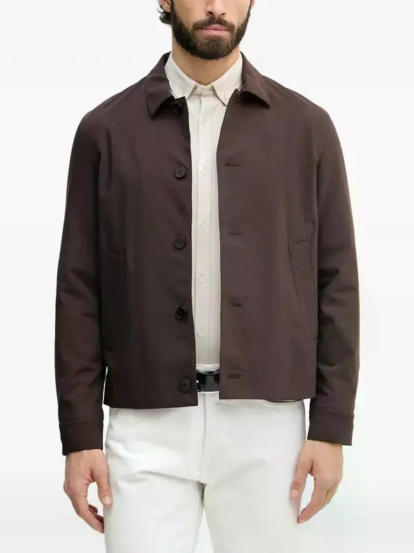 Sisley Collared Button-up Jacket - Brown