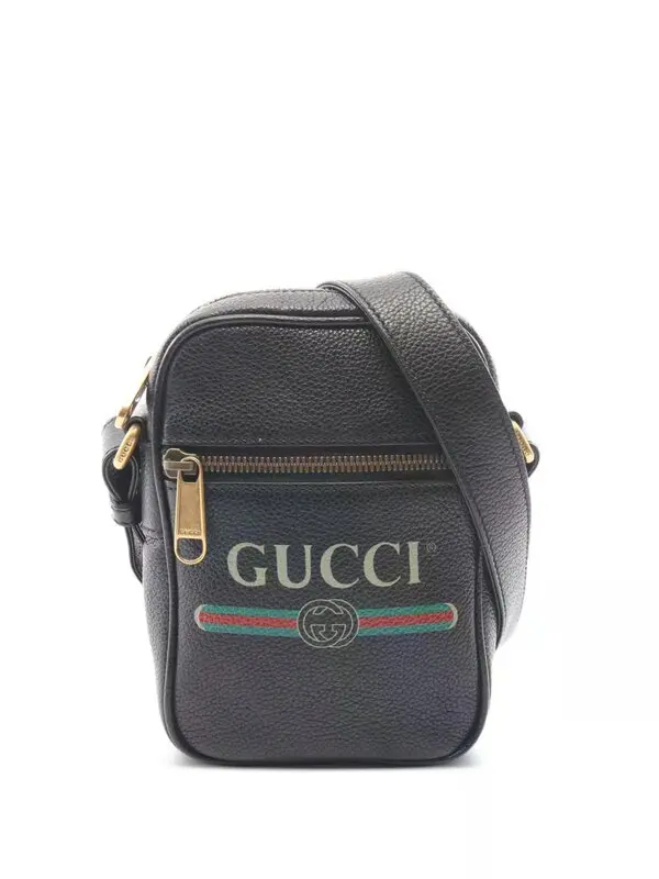 Gucci 2010s Webbing Leather Shoulder Bag - Black