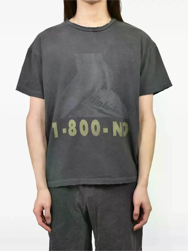 NO BISHOP NO KING 1-800-no Graphic-print Washed T-shirt - Black