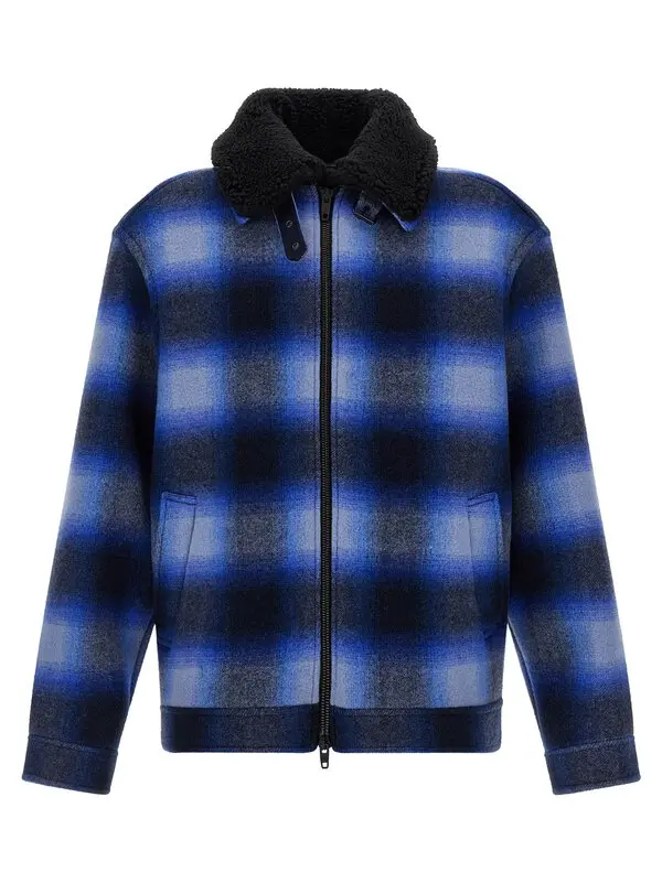 Balenciaga Flannel Bomber Jacket - Blue