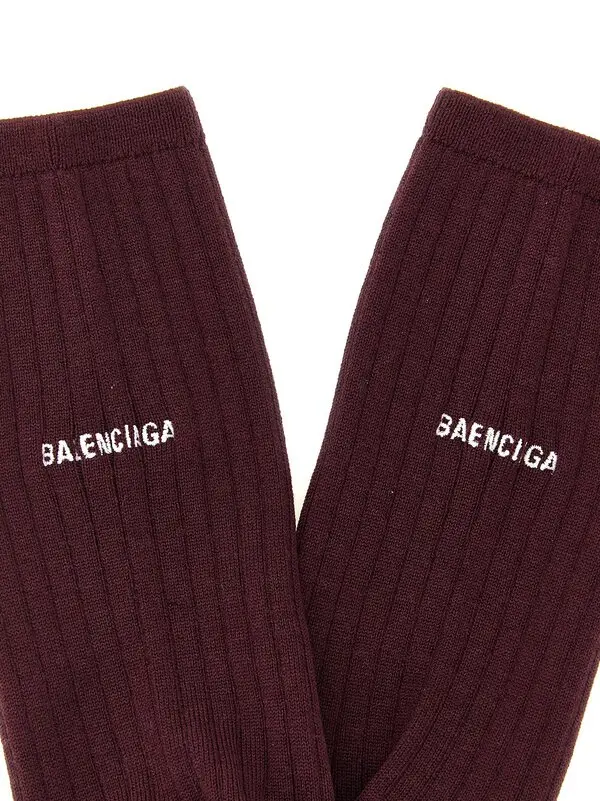 Balenciaga Logo Embroidery Ribbed Tights