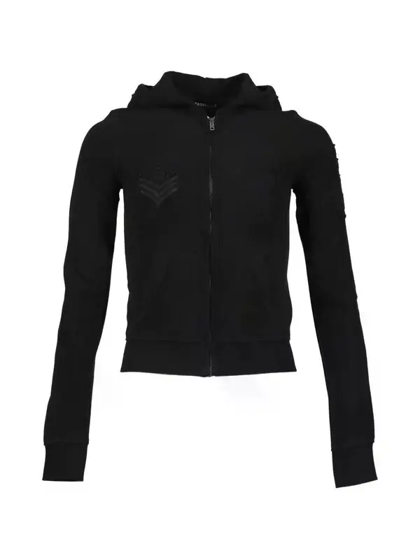 604SERVICE Army Patch-detail Zip-up Hoodie