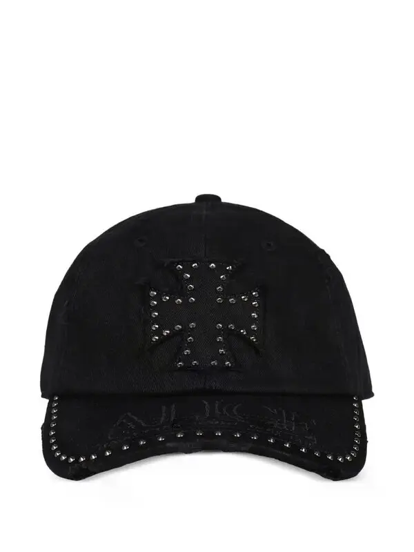 ALICE HOLLYWOOD Stud-embellished Distressed Cap - Black