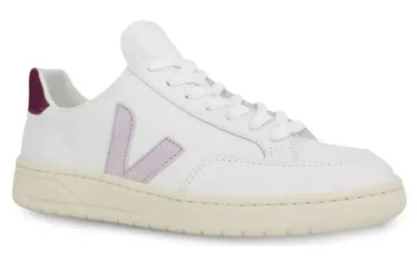 VEJA V-12 Leather Sneakers - White/purple