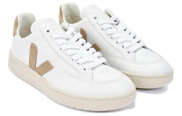 VEJA V-12 Leather Sneakers - White/beige