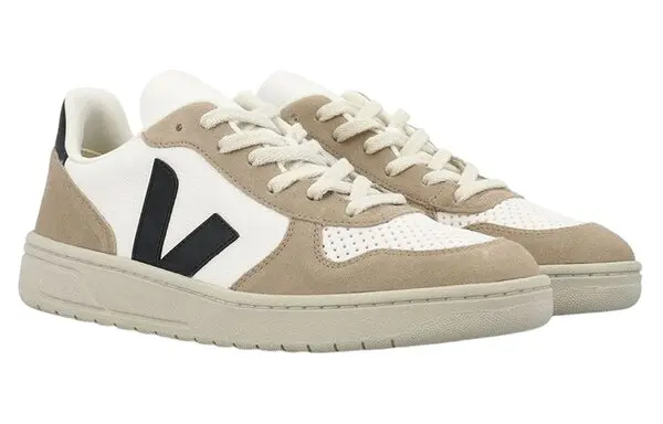 VEJA V-10 Chromfree Low-top Sneakers - White/beige/black