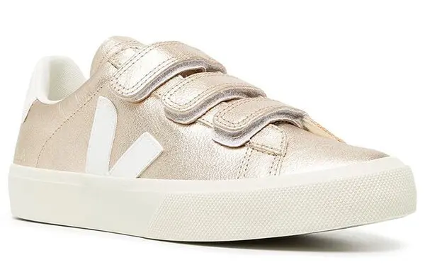 VEJA Recife Chromefree Leather Sneakers - Platine/white