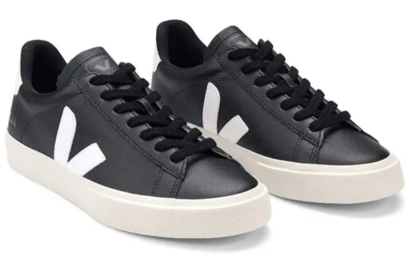 VEJA Campo Chromefree Leather Sneakers - Black/white