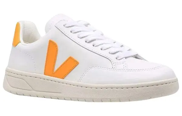 VEJA V-12 Leather Sneakers - White/ouro