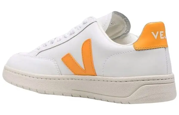 VEJA V-12 Leather Sneakers - White/ouro