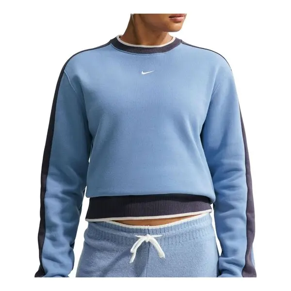 Nike Studio Fleece Medium Weight Crew Work Blue Gridiron Sail - Work Blue/gridiron/sail