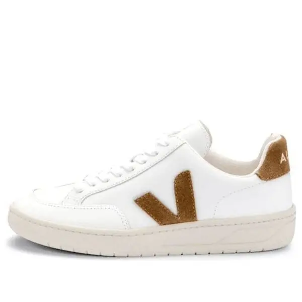 VEJA V-12 Leather Sneakers - White/camel
