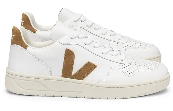VEJA V-12 Leather Sneakers - White/camel