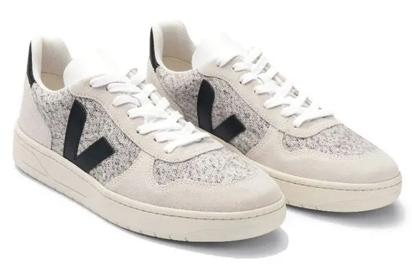 VEJA V-10 Flannel Snow Black Sneakers - Flannel Snow/black