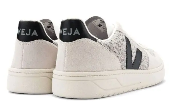 VEJA V-10 Flannel Snow Black Sneakers - Flannel Snow/black
