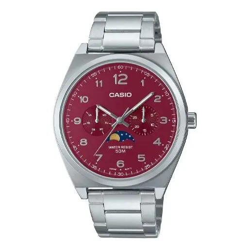Casio Analog Bracelet Watch - Silver/burgendy
