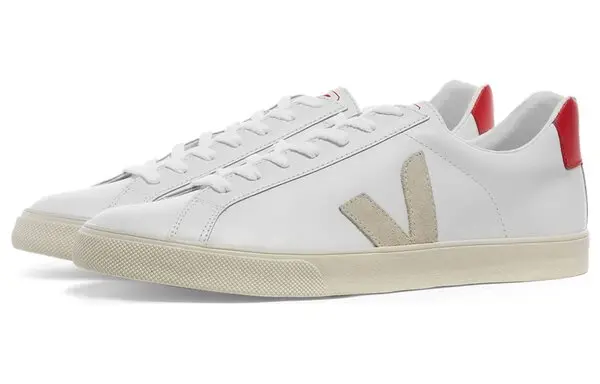 VEJA Esplar Logo Leather Sneakers - White/red