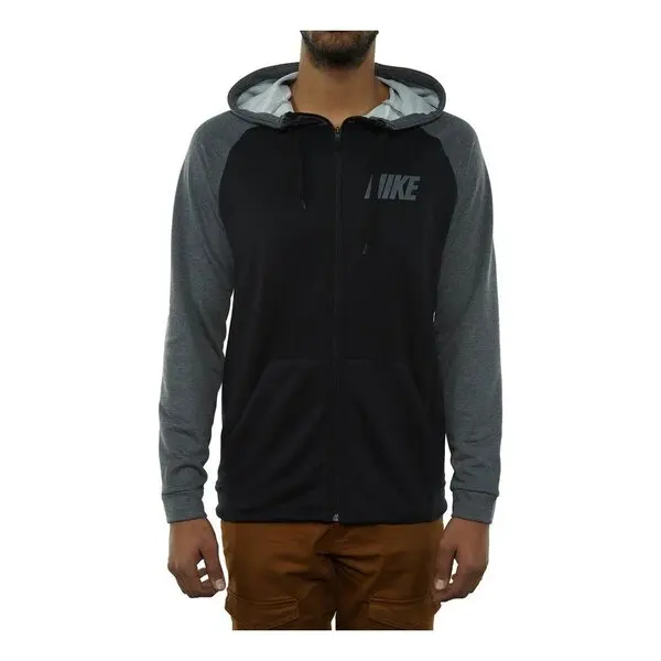 Nike Lightweight Full Zip Fleece Hoodie - Black/grey