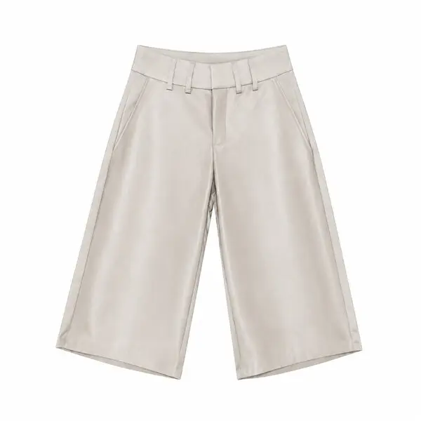 HEDARE Leather Capri Trousers - Grey