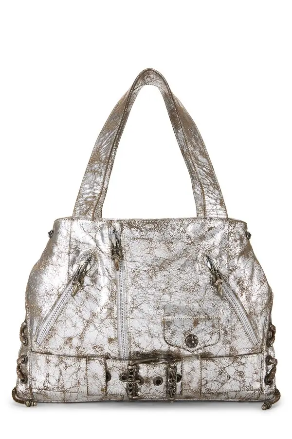 Chrome Hearts Leather Jj Dean Bag - Silver