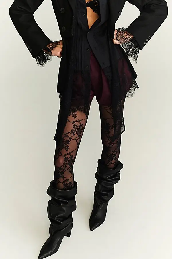 Swedish Stockings X Lena Lace Tights - Black