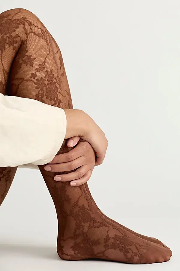 Swedish Stockings X Lena Lace Tights - Brown