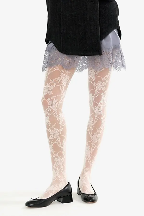 Swedish Stockings Lena Lace Tights - Ivory