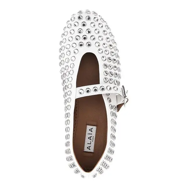Alaïa Strass-embellished Leather Ballerinas